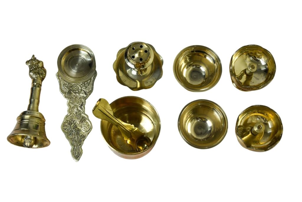SanatanSiddhi Plain Pooja Harathi Thali Set | 8 Inch Plate with Diyas ...