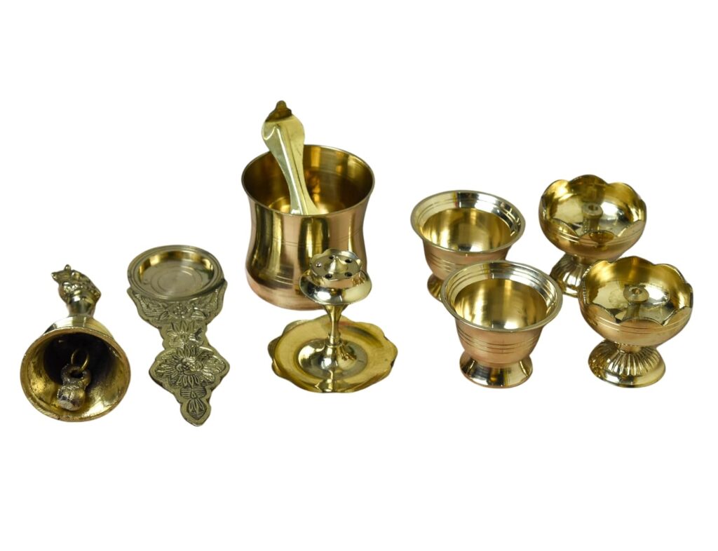 SanatanSiddhi Plain Pooja Harathi Thali Set | 8 Inch Plate with Diyas ...